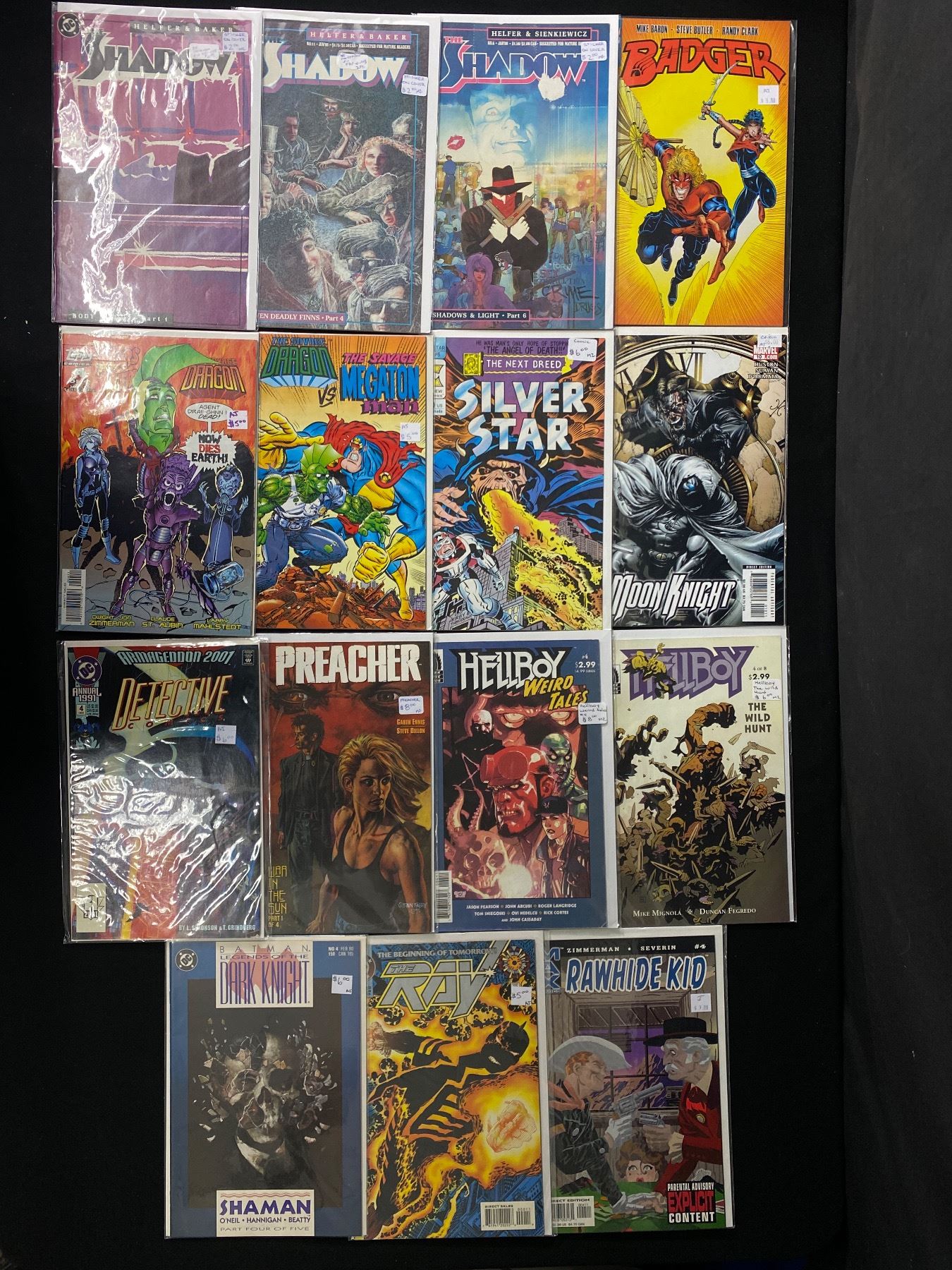 Vintage Comic Books. Wrapped w/Cardstock Backing