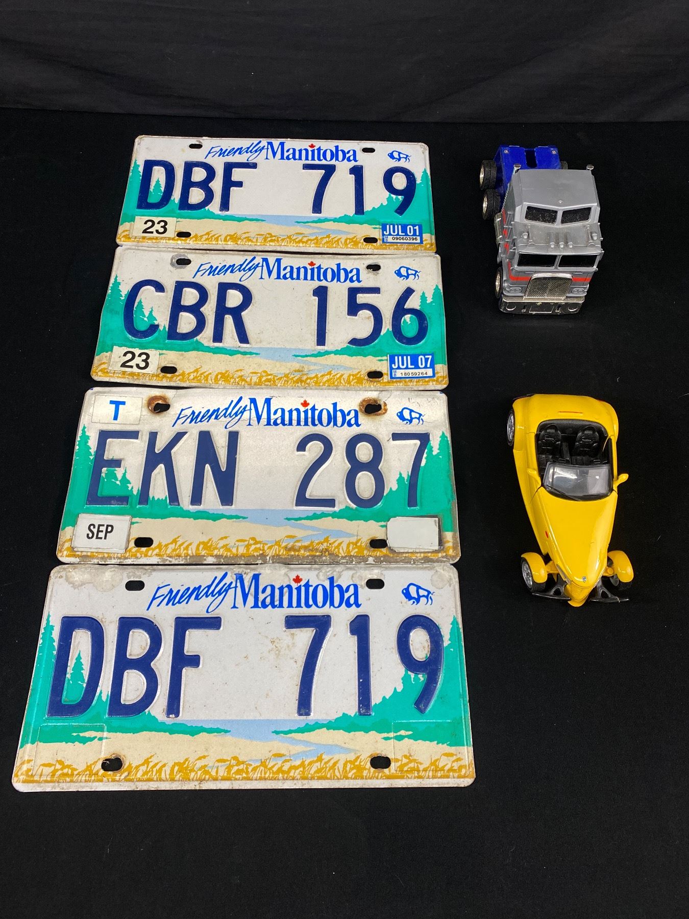 4 Manitoba License Plates, Large 1986 Hotwheels Rig & Maisto 1/24 Scale ...