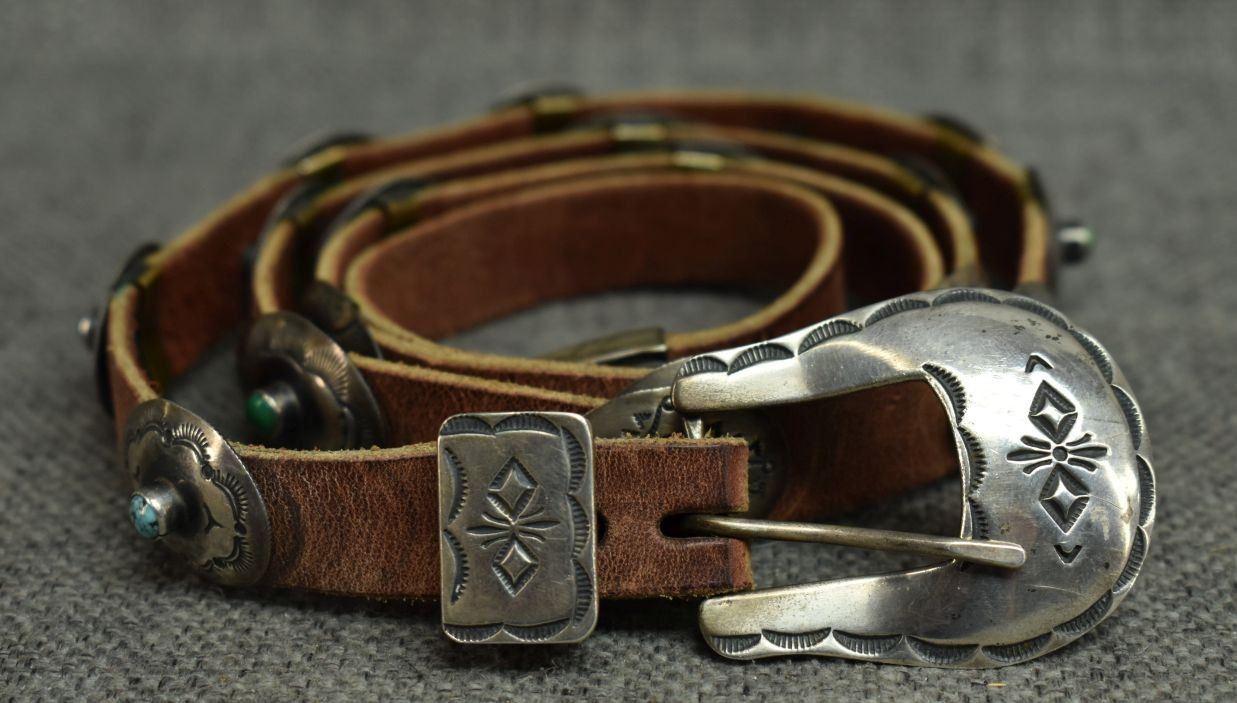 NAVAJO INDIAN RANGER BUCKLE AND CONCHO BELT BY JERRY WERITO
