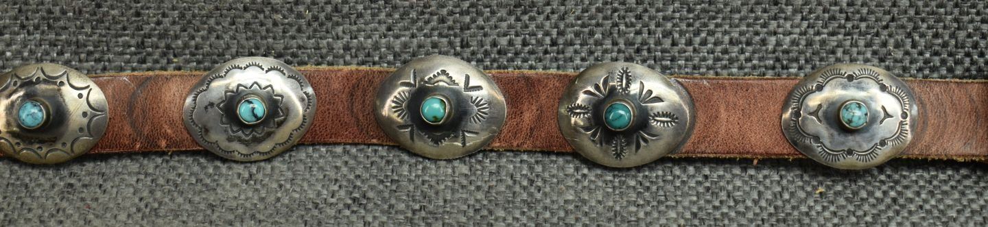 NAVAJO INDIAN RANGER BUCKLE AND CONCHO BELT BY JERRY WERITO