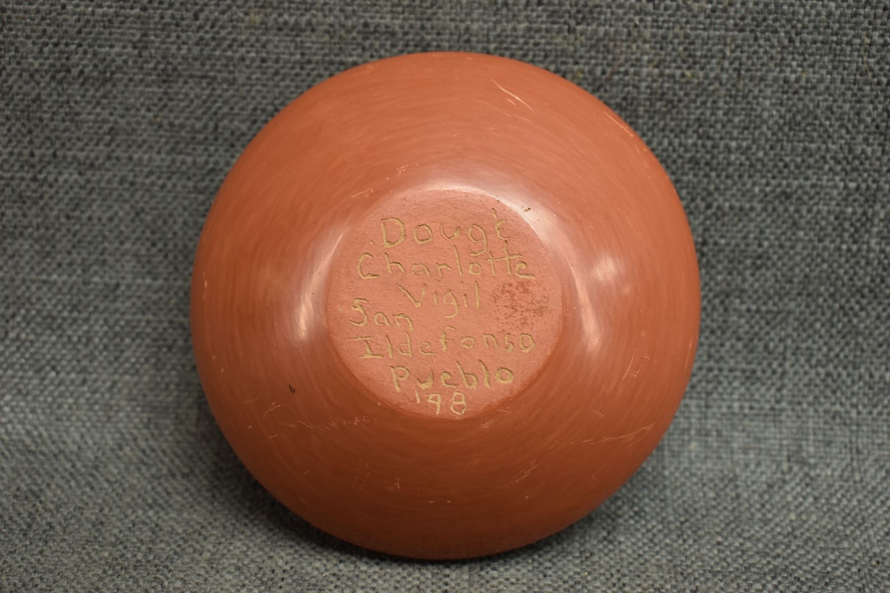 SAN ILDEFONSO INDIAN POTTERY BOWL BY DOUG AND CHARLOTTE VIGIL