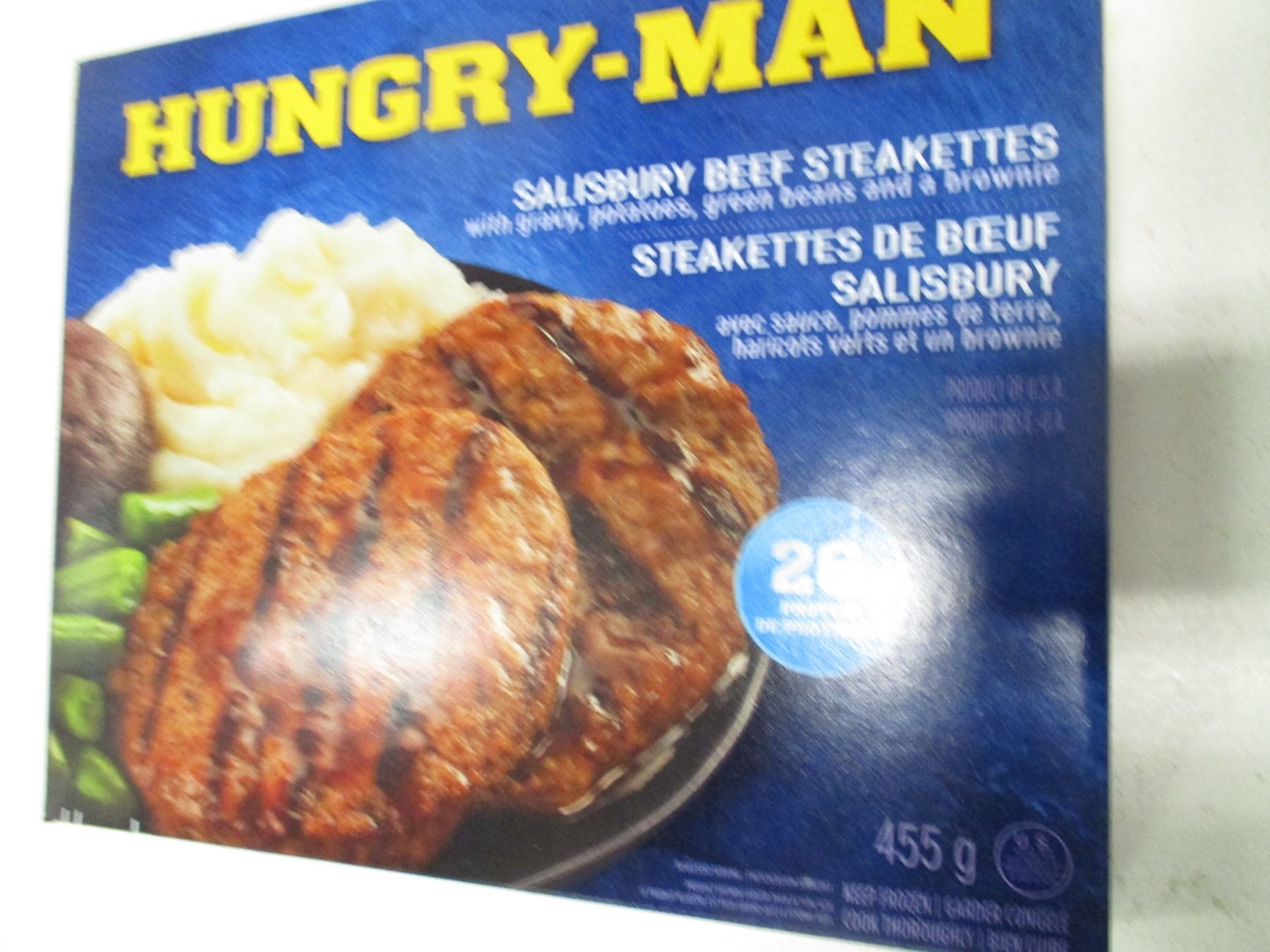 HUNGRY MAN BEEF STEAKETTES DINNER (455 G)