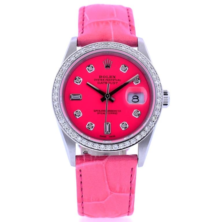 Rolex DateJust Diamond Hot Pink 36MM Wristwatch