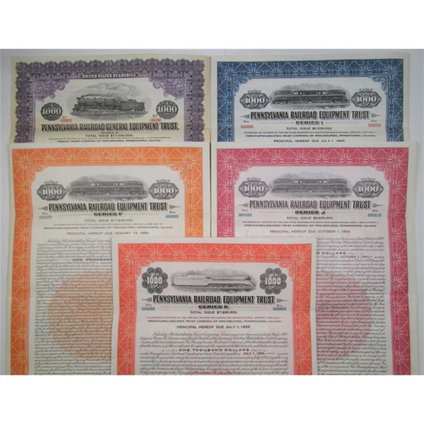Pennsylvania Railroad Unlisted And Uncataloged Specimen Bond Assortment
