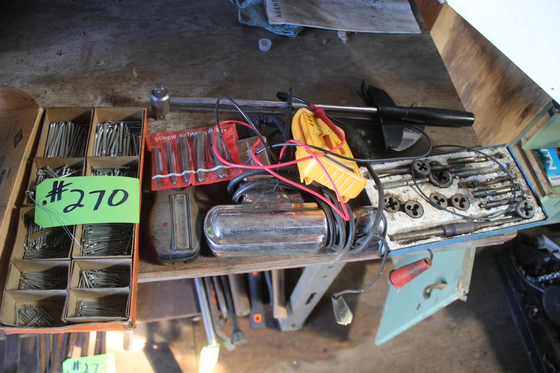 Cotter pins, screw extractor, torque wrench testers and timing light
