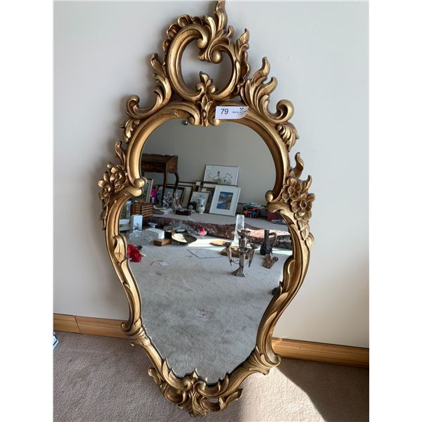 Ornate Gold Coloured Wall Mirror Beck Auctions Inc