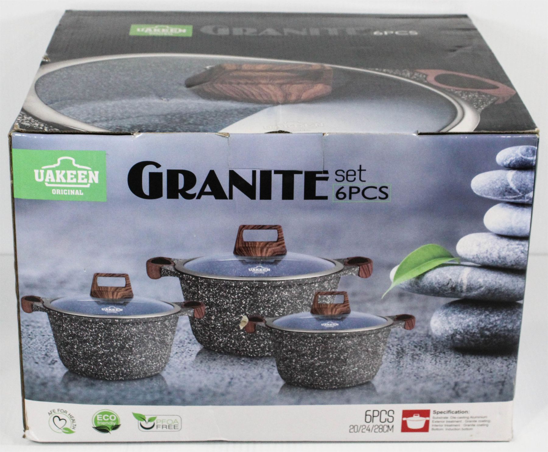 UAKEEN 6 PCE GRANITE RED POT SETS W/ LIDS