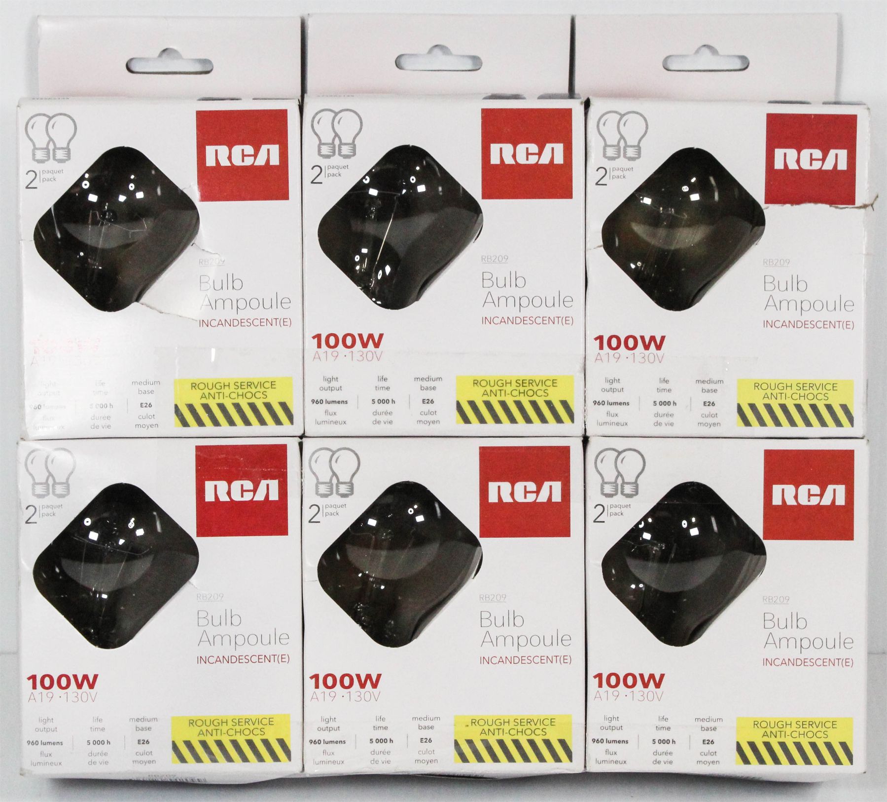 12 RCA 100W INCANDESCENT LIGHT BULBS