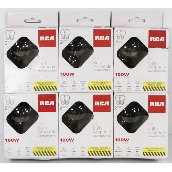12 RCA 100W INCANDESCENT LIGHT BULBS