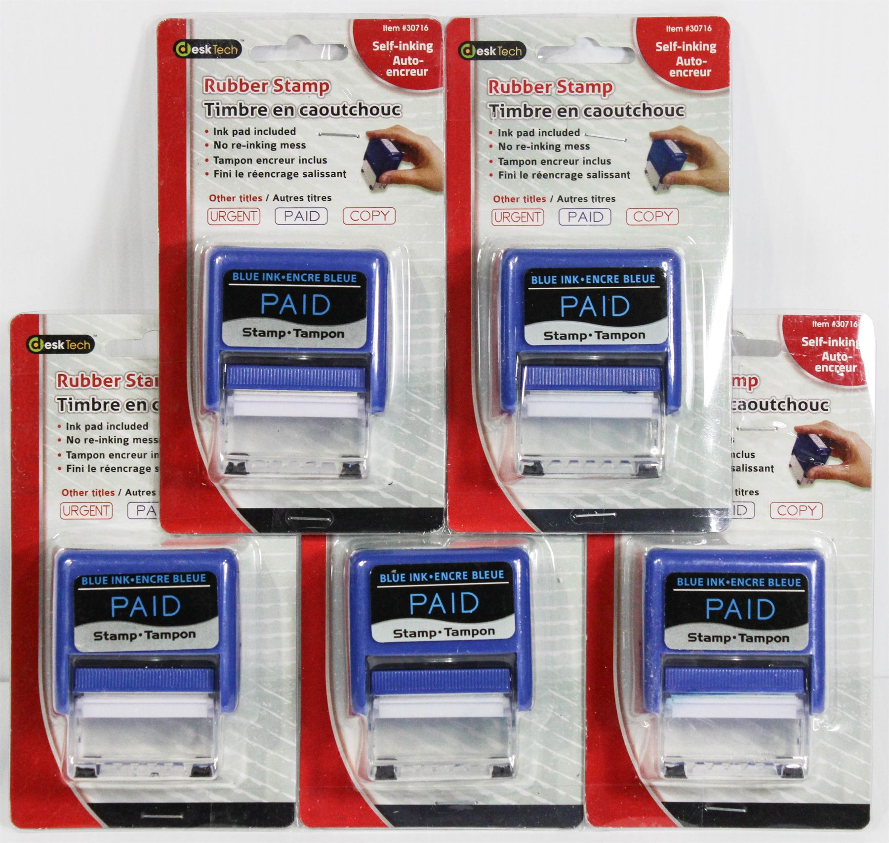 5 SELF INKING RUBBER PAID STAMPS