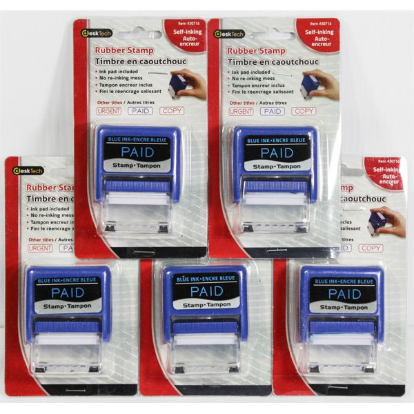 5 SELF INKING RUBBER PAID STAMPS