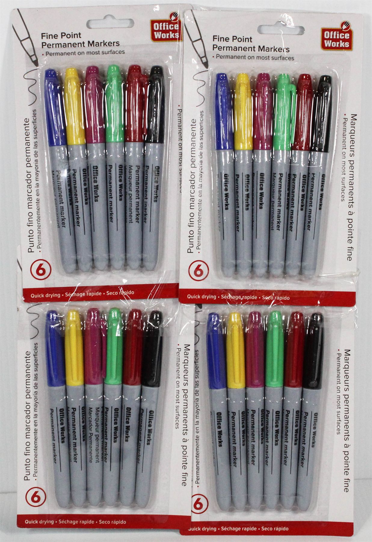 4 X 6 OFFICE WORKS COLORED PERMANENT MARKERS