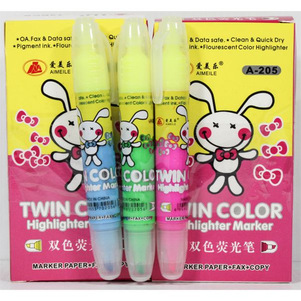 24 TWIN COLOR HIGHLIGHTER MARKERS
