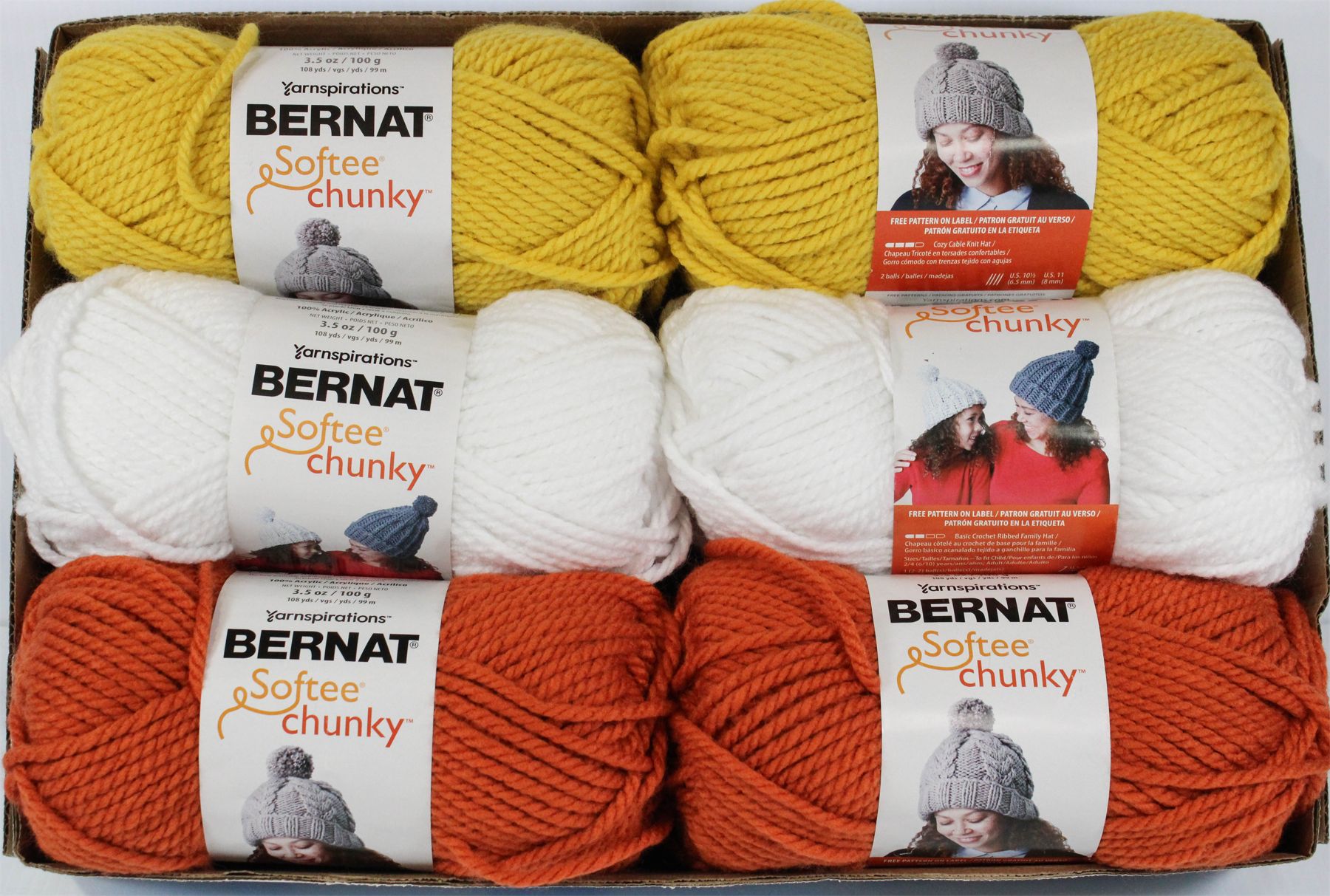 6 SKEINS YARNSPIRATIONS BERNAT SOFTEE CHUNKY YARN