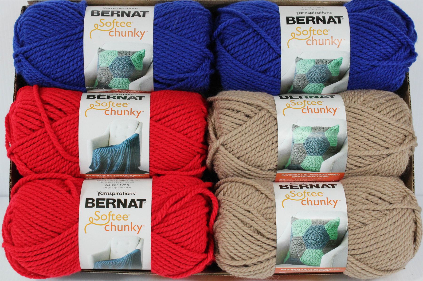 6 SKEINS YARNSPIRATIONS BERNAT SOFTEE CHUNKY YARN