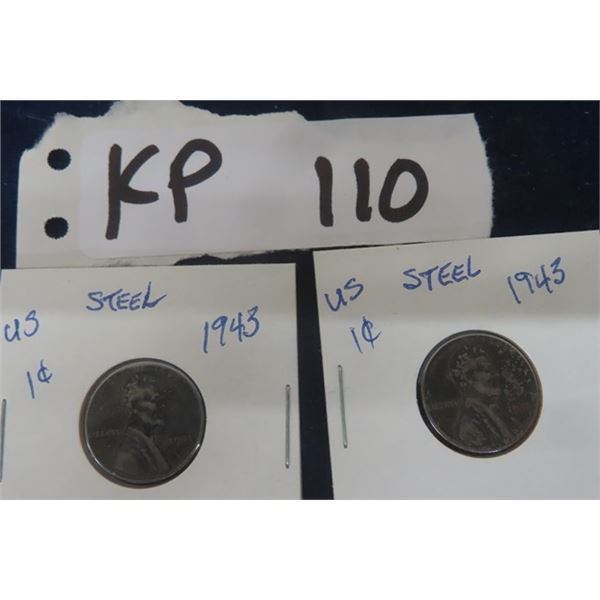2 USA 1 Cent Steel Coin Both 1943 2-usa-1-cent-steel-coin-both-1943