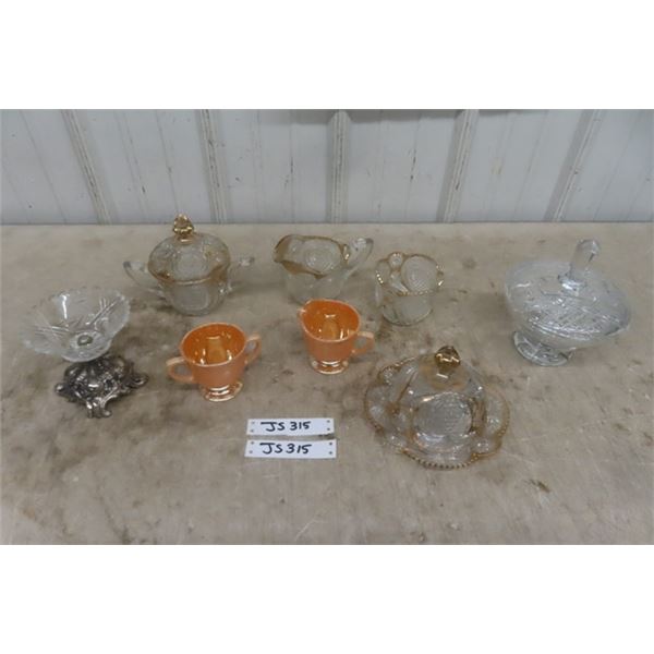 Fire King Lustre Ware Creamers Cut Glass Covered Bowls Pitcher Mcsherry Auction Service Ltd