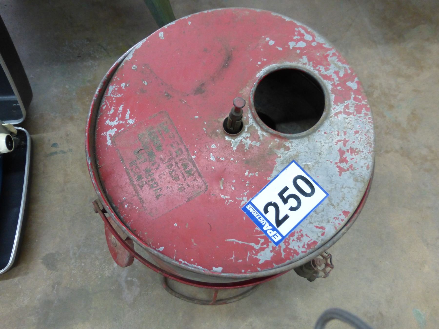 Red oil filter funnel container