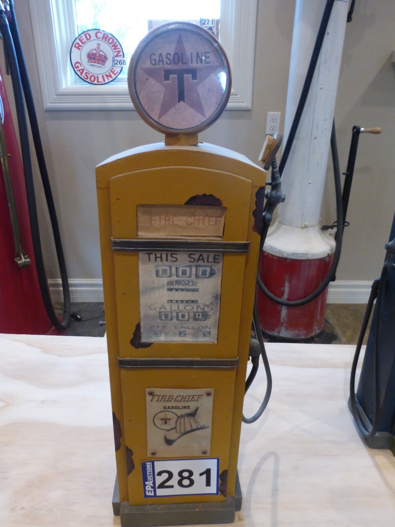 18" Fire Chief gas pump coin bank (yellow)