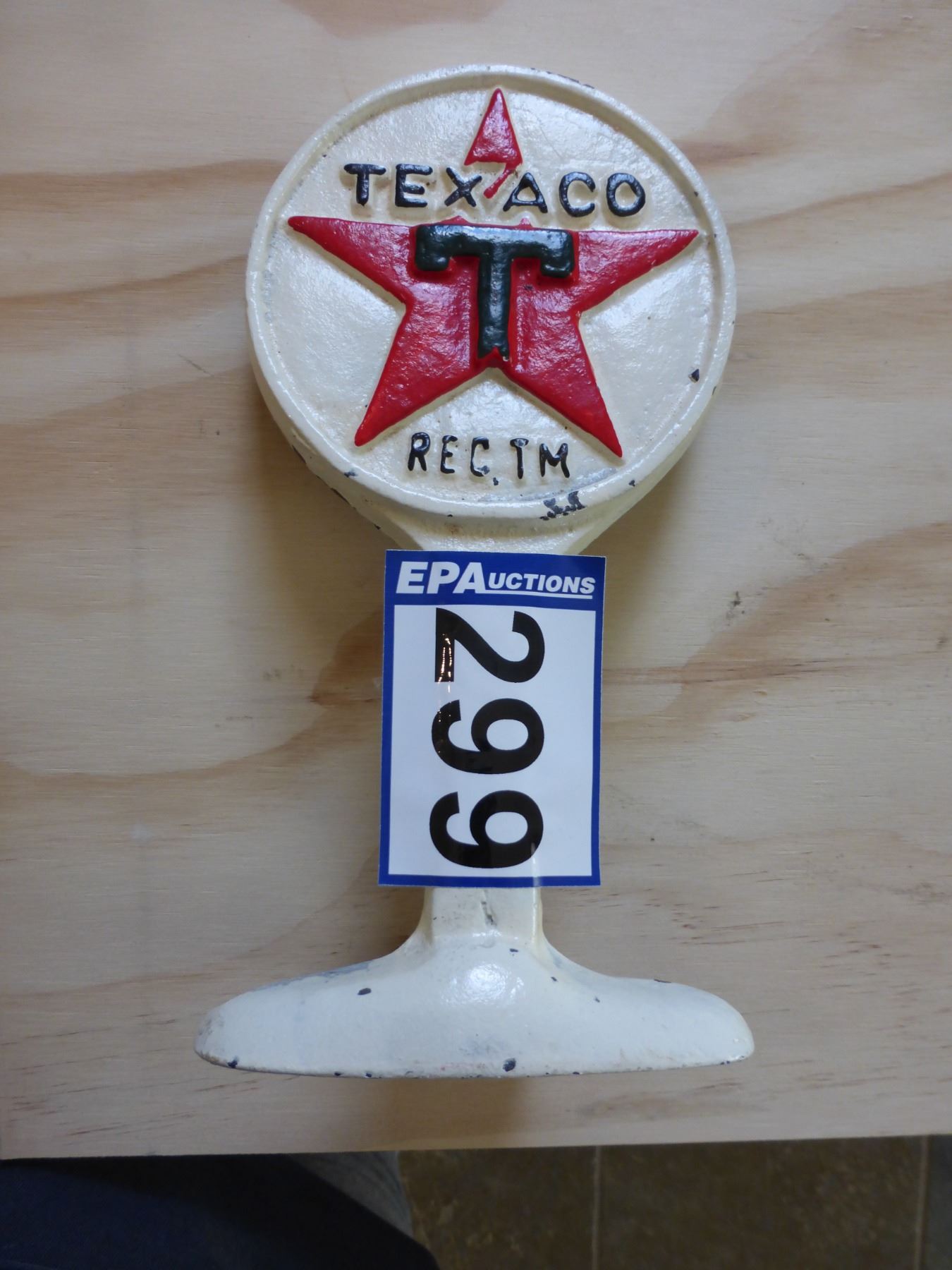 9"H Texaco cast iron door stop