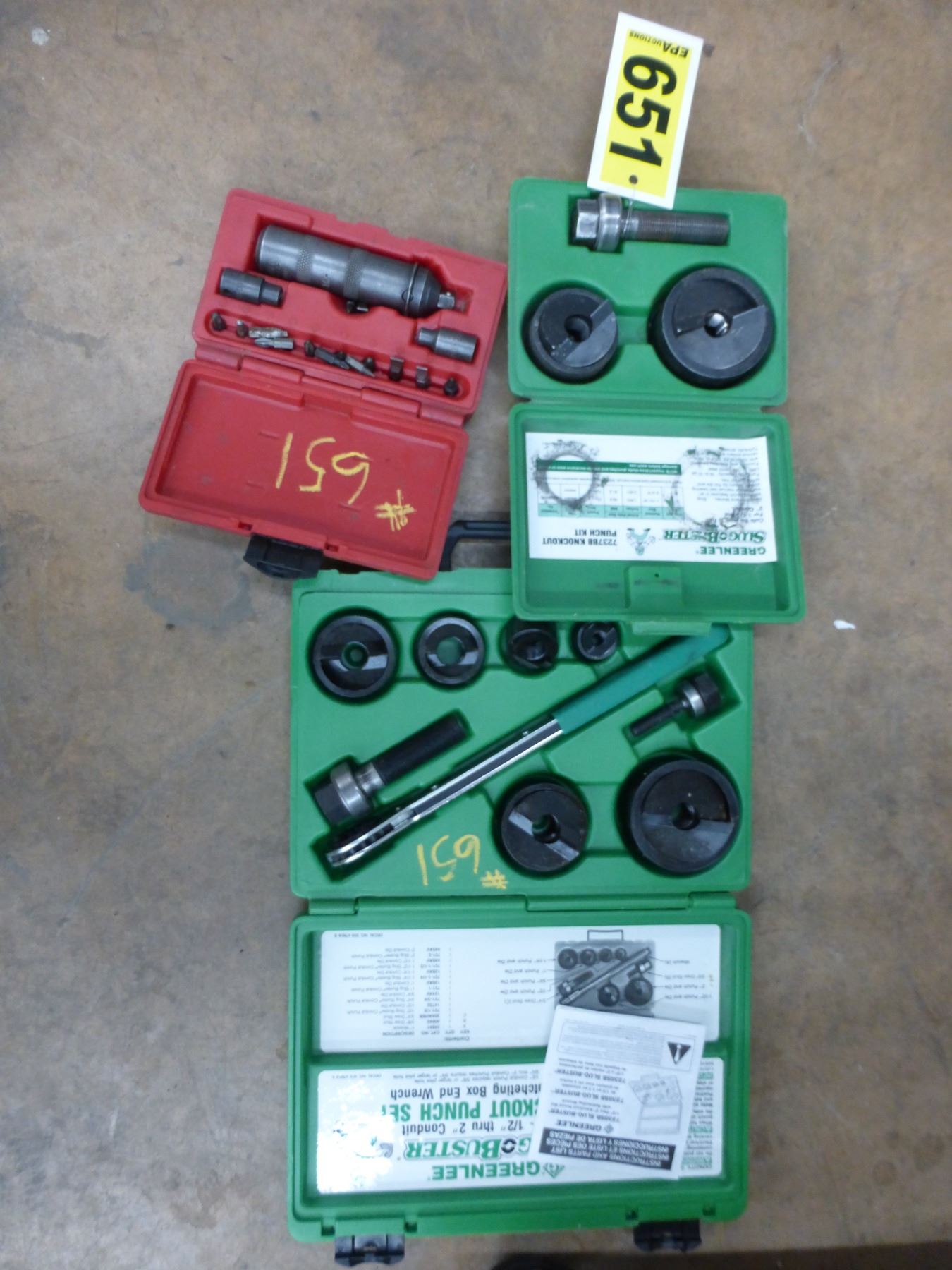 Greenlee knock out sets, impact driver
