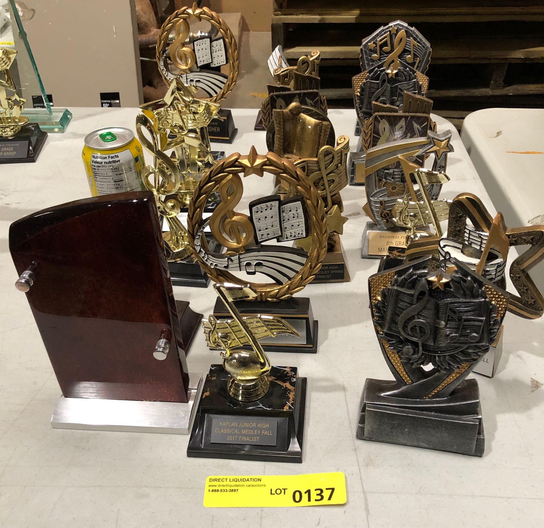 Large group of assorted musical trophies