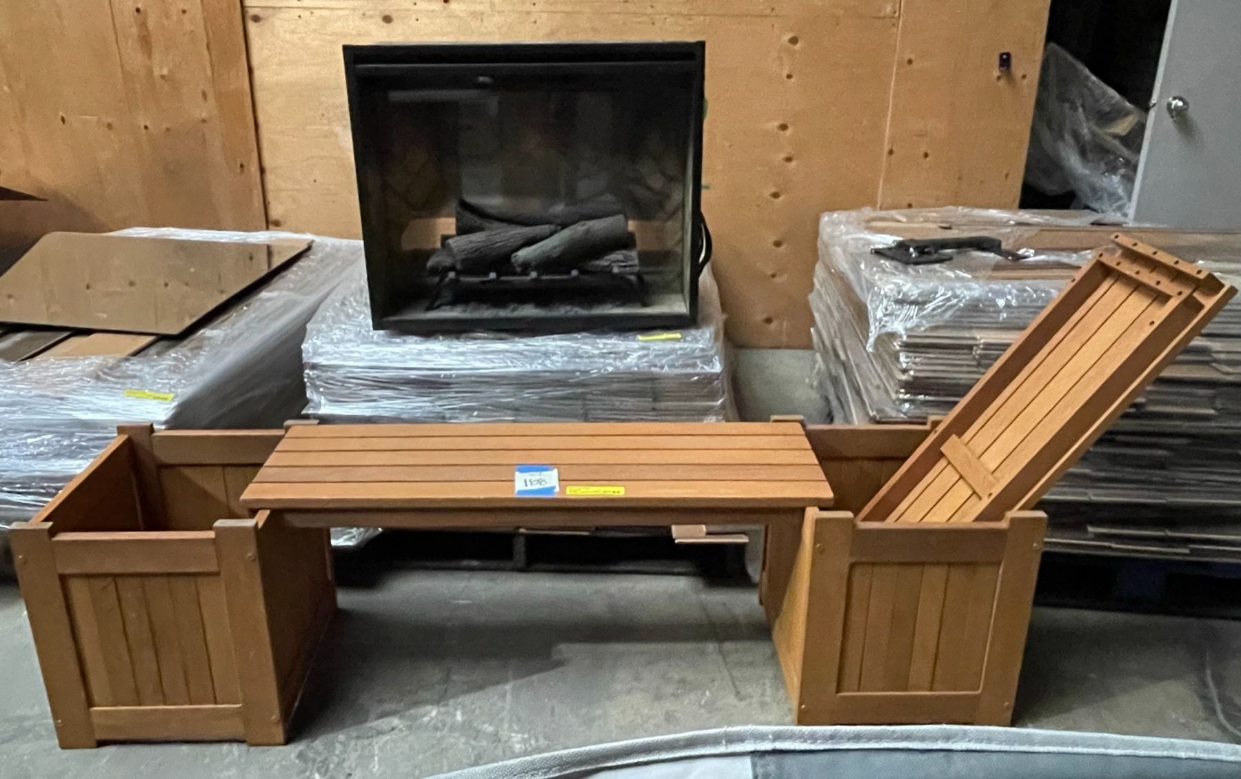 Detachable wooden bench w/ Revillusion electric fireplace (not tested ...