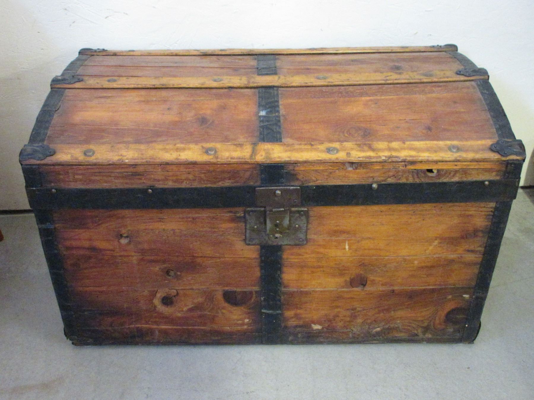 Antique Wooden Trunk- 18"H X 30"W X 17"D