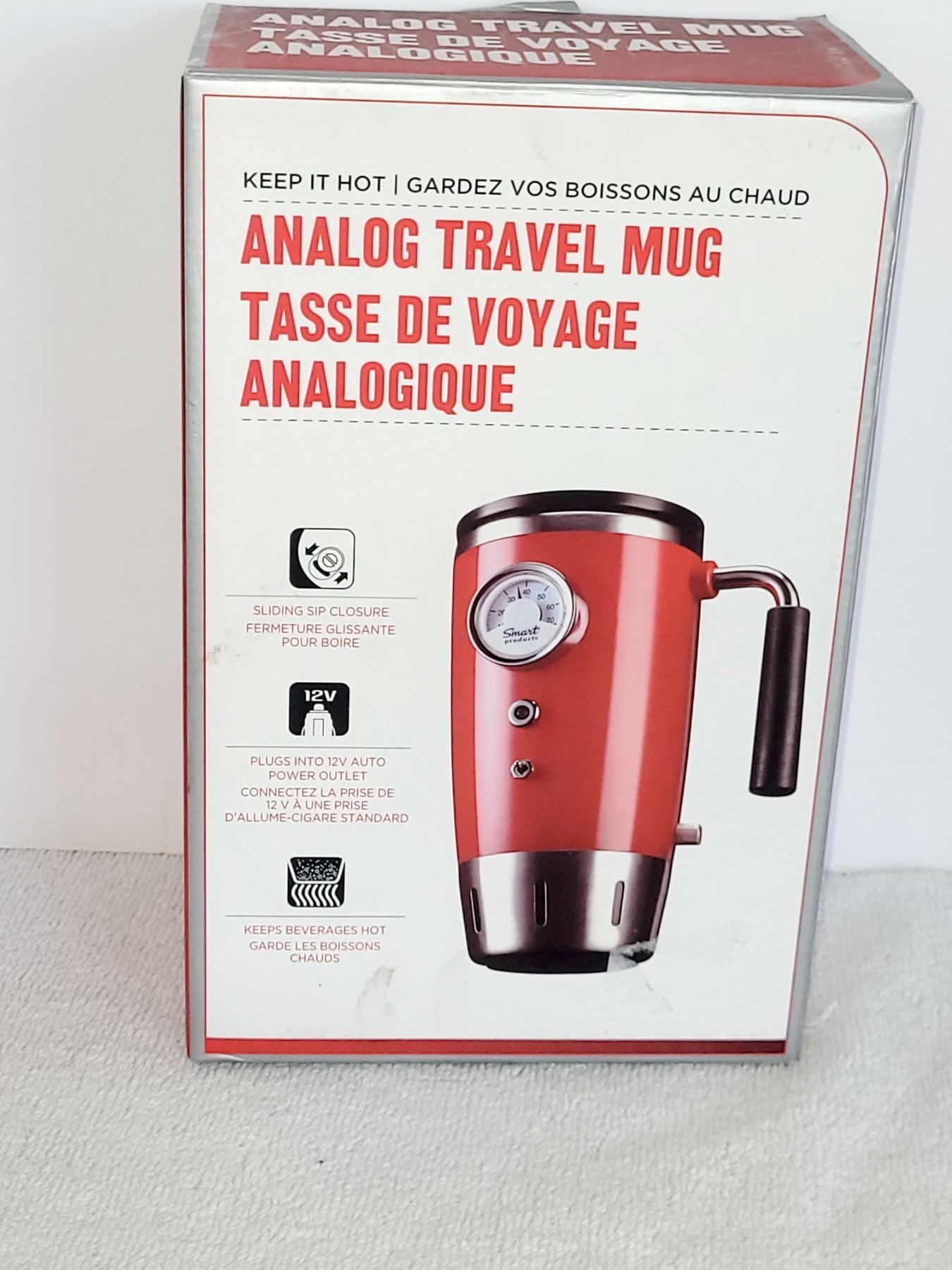 NEW ANALOG TRAVEL MUG W/ ADAPTER AND EXTRA FUSE