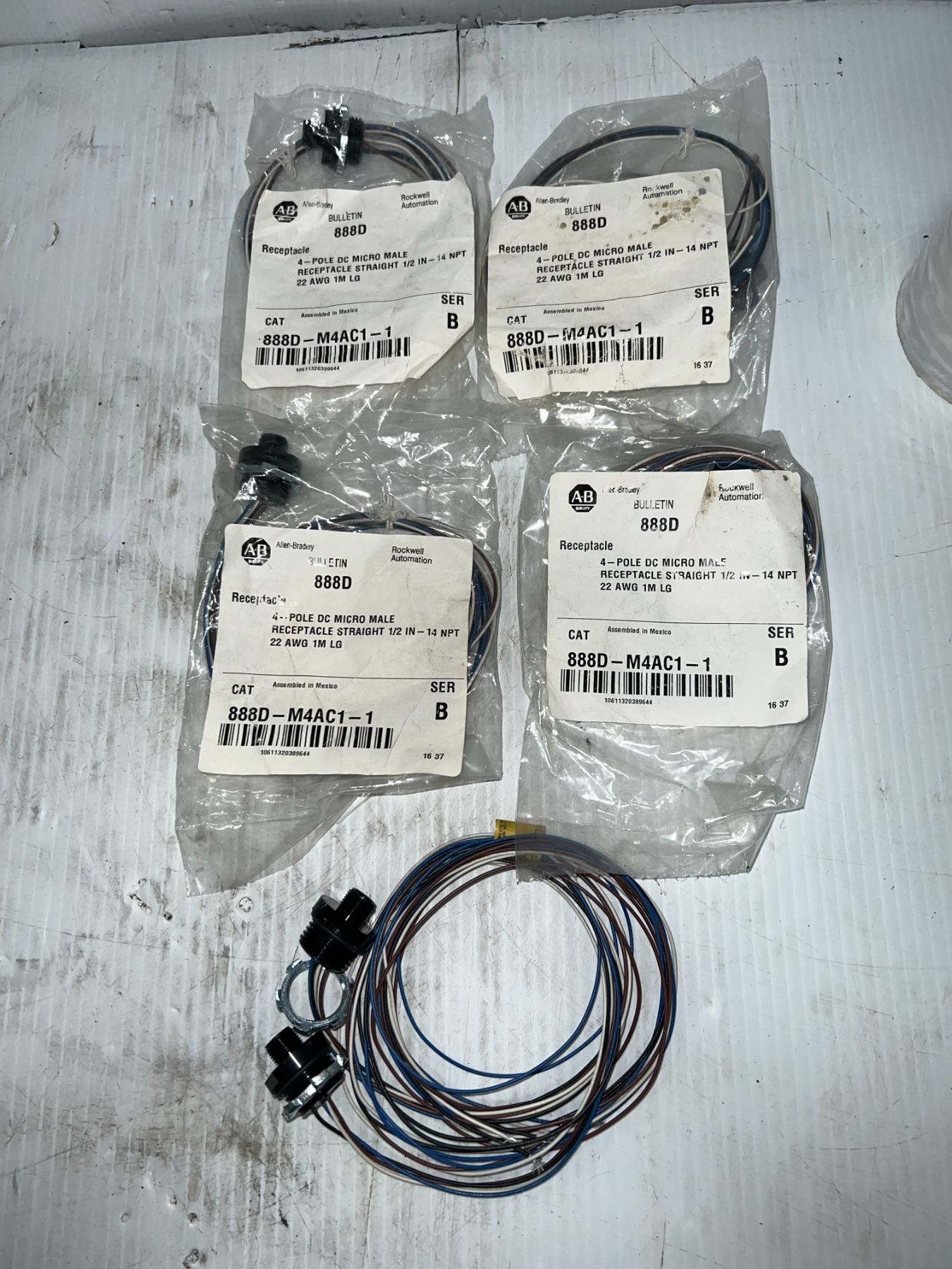 (6) New - Allen-Bradley #888D-M4AC1-1 4-Pole DC Micro Male Receptacles (6) New - Allen-Bradley #888D-M4AC1-1 4-Pole DC Micro Male Receptacles