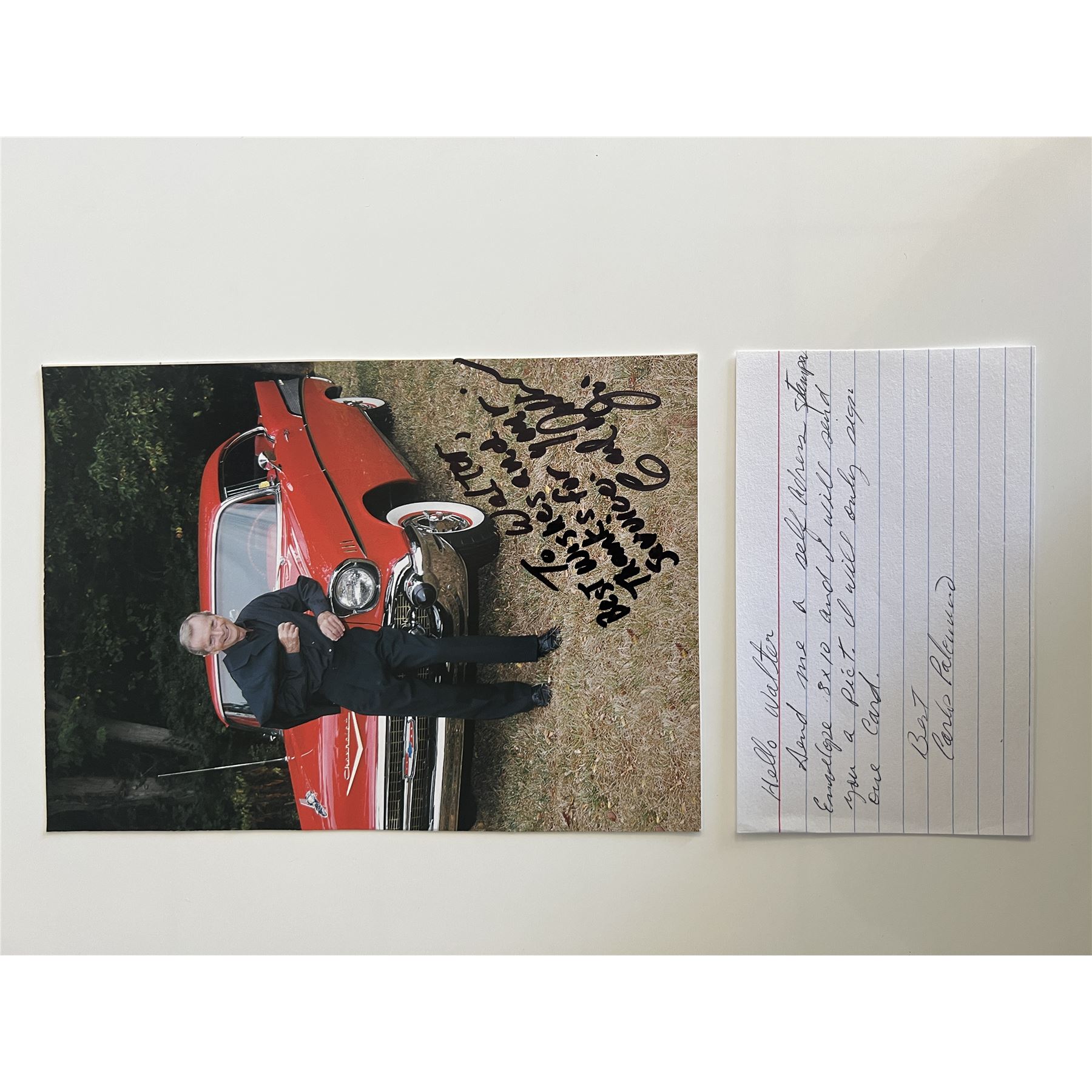 Country singer Carlos Palomino signed photo and note