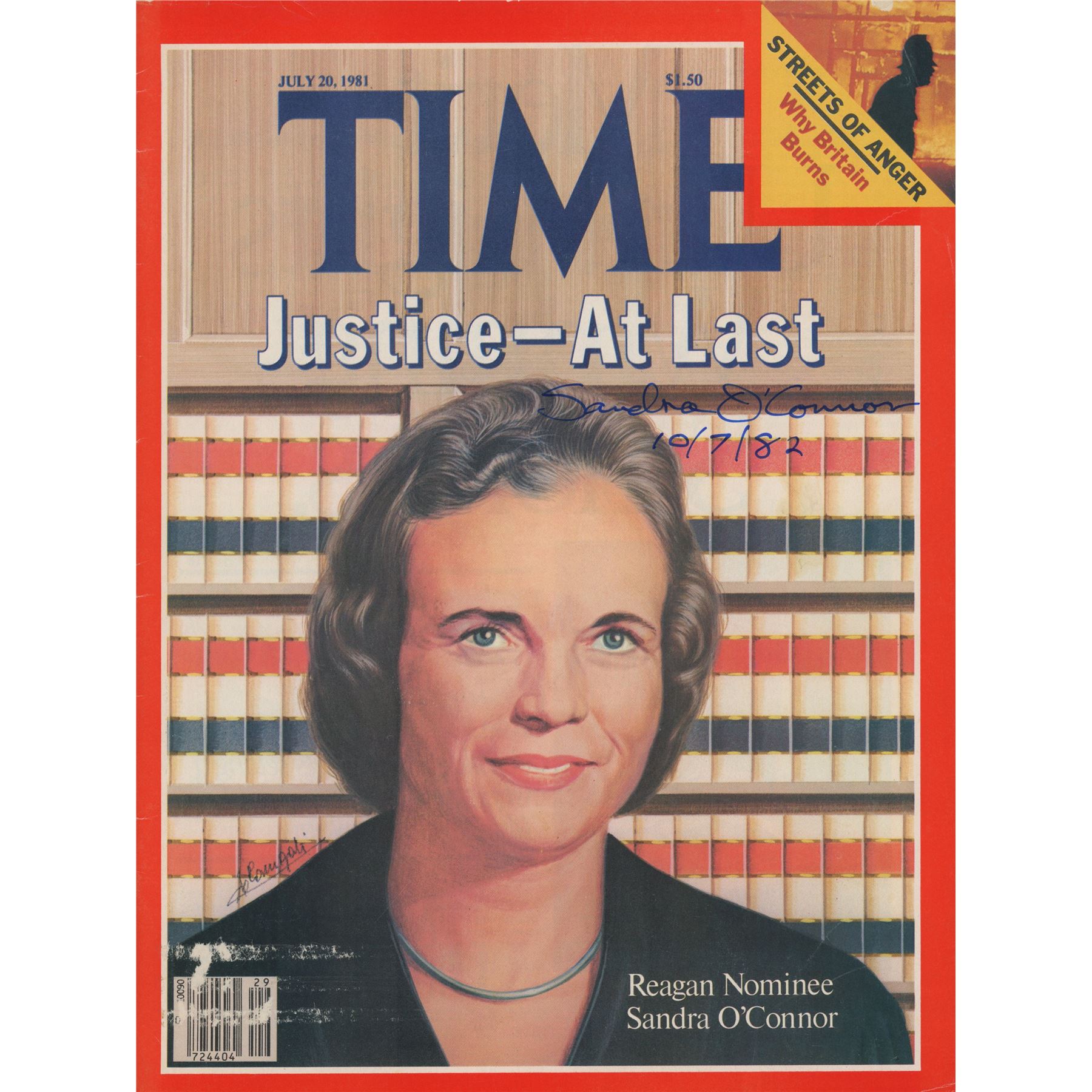 Supreme Court Justice Sandra O'Connor signed Time Magazine