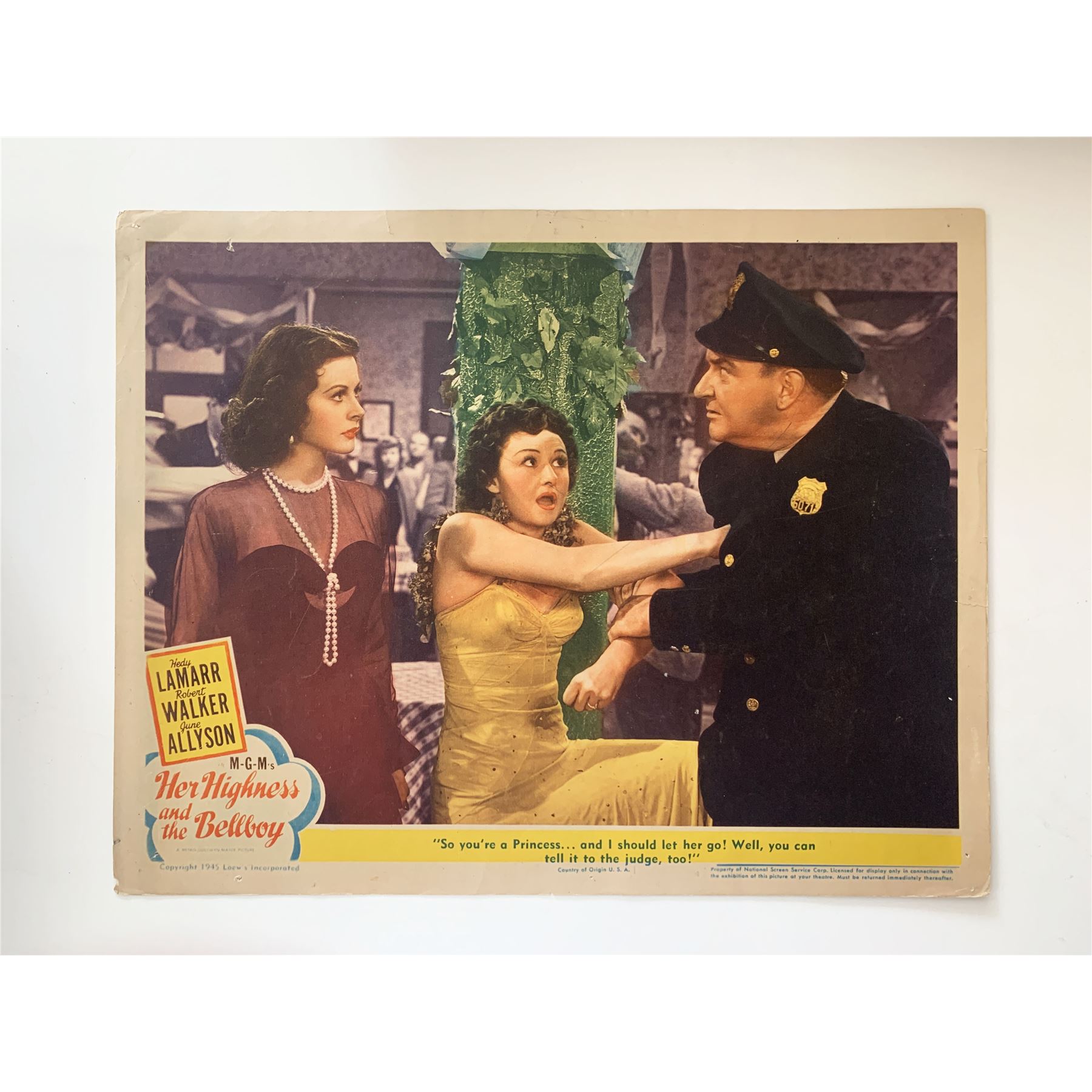 Her Highness and the Bellboy original 1945 vintage lobby card