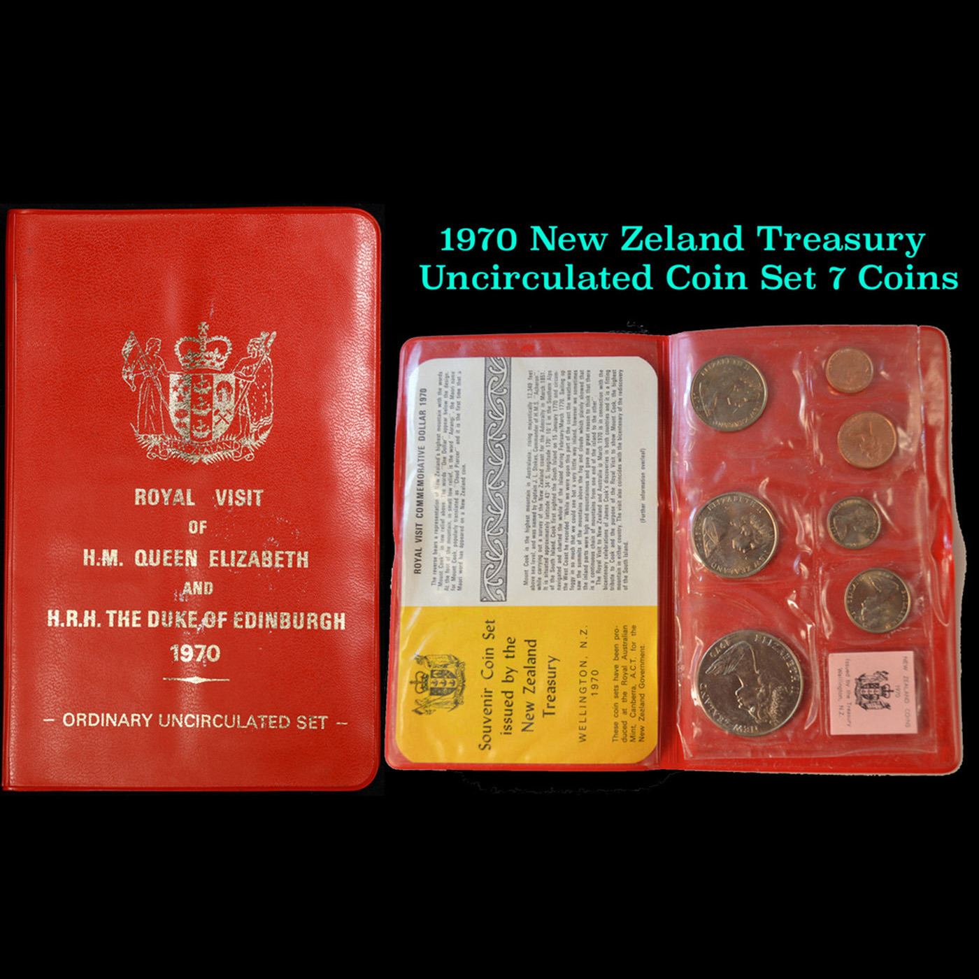 1970 New Zeland Treasury Uncirculated Coin Set 7 Coins