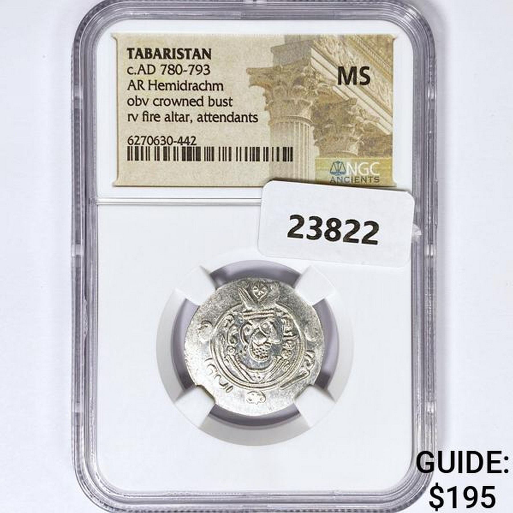 AD 780-793 Tabaristan AR Hemidrachm NGC MS