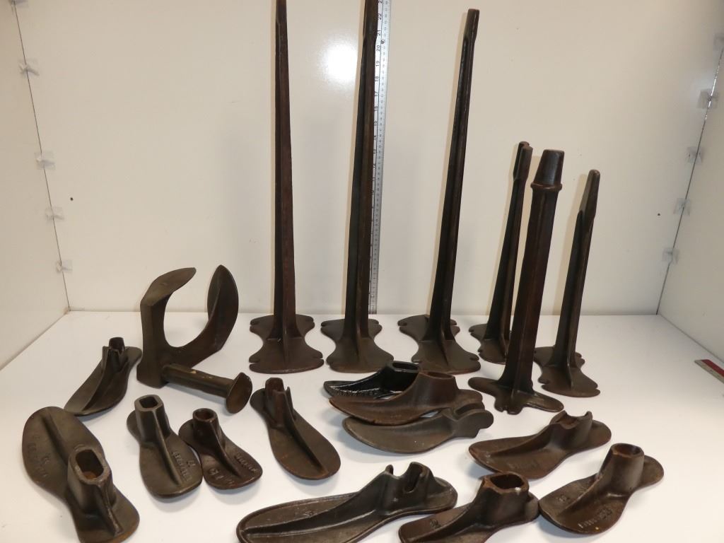 Set of Antique Cast Iron Shoe Forms, Shoe Anvil