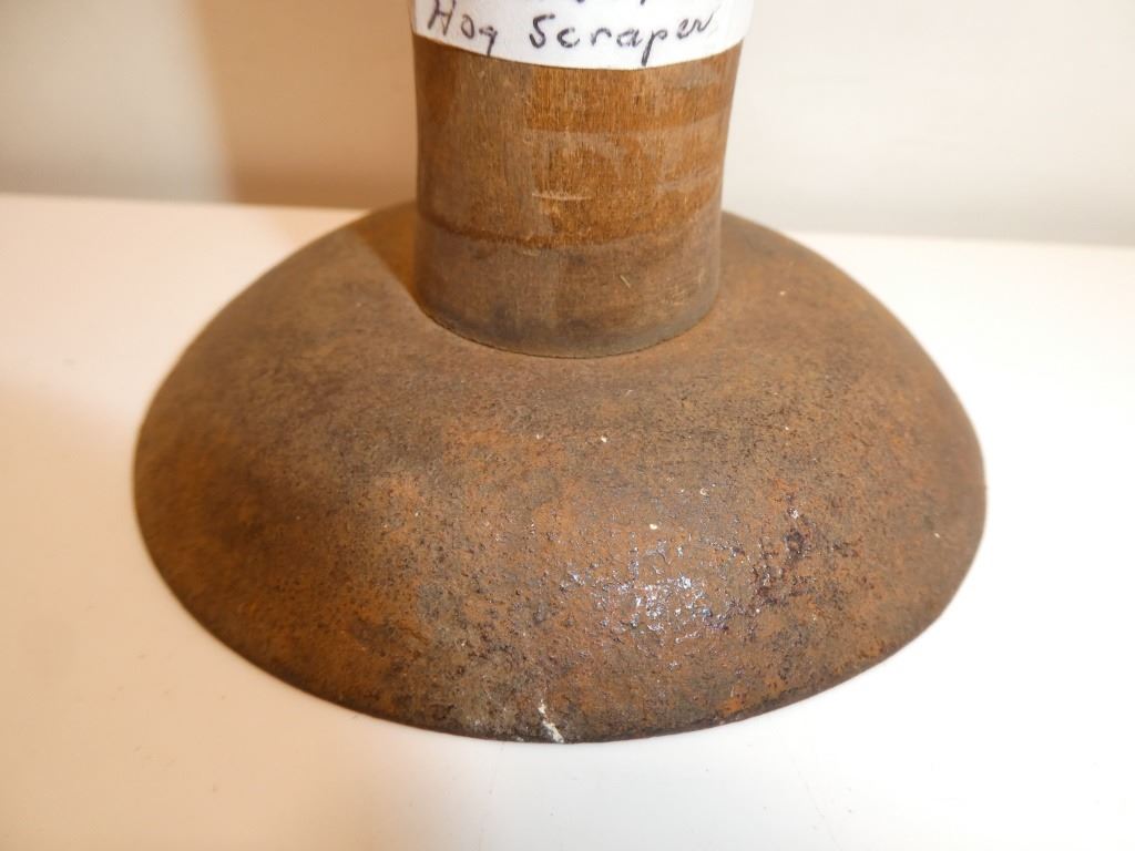 Antique Primitive Candle Stick Hog Hide Scraper