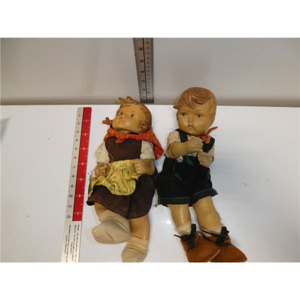 2 Antique Hummel Boy and Girl Dolls