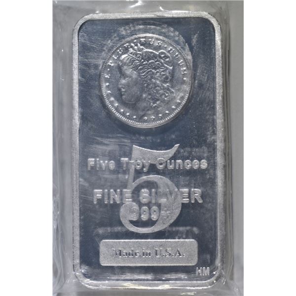 5 OZ MORGAN STYLE .999 SILVER BAR