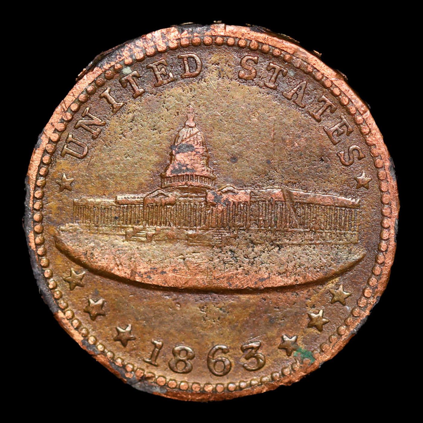 1863 Army & Navy Civil War Token 1c Grades xf