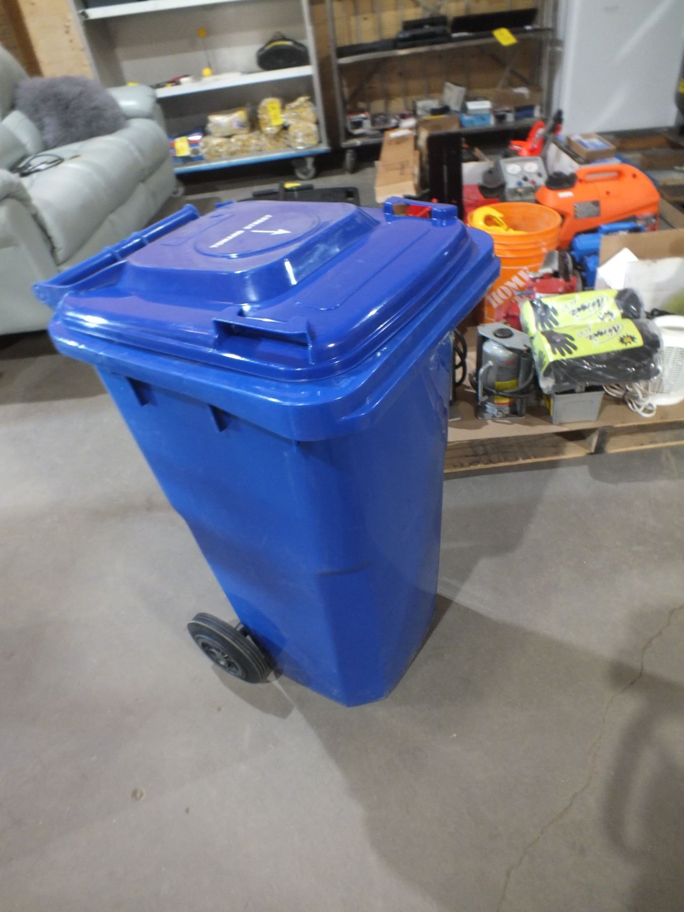 Blue Garbage Can