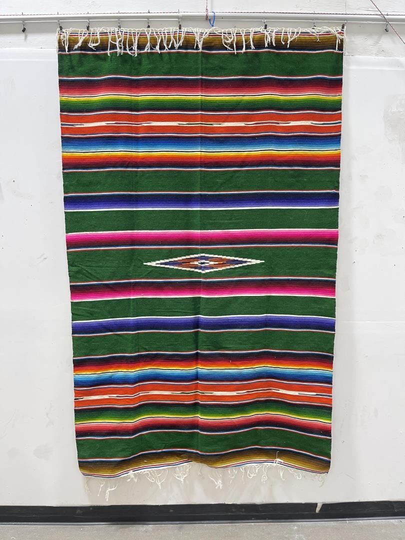 Vintage Mexican Wool Serape Saltillo Blanket