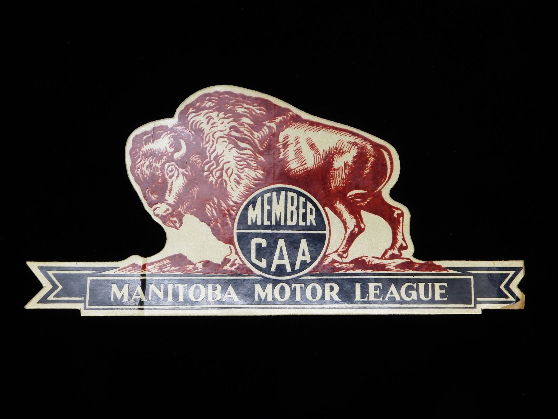 Vintage Manitoba Motor League CAA Member Buffalo Car Decal