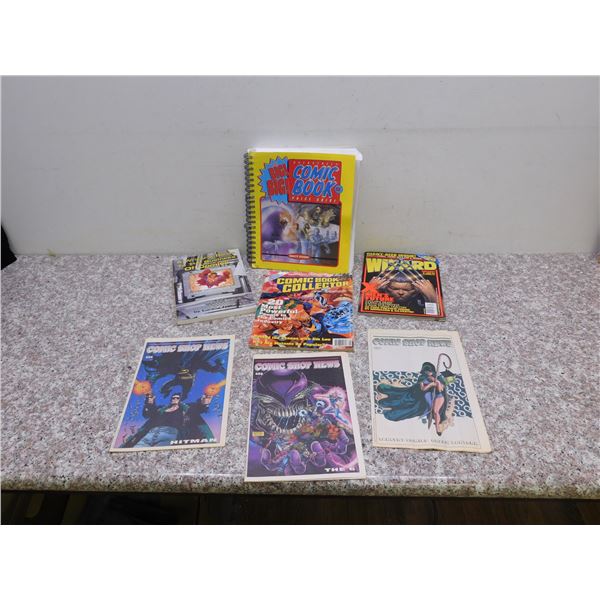 Lot of 7 Vintage Comic Book Guide, Wizard Magazine, Comic Shop News ...