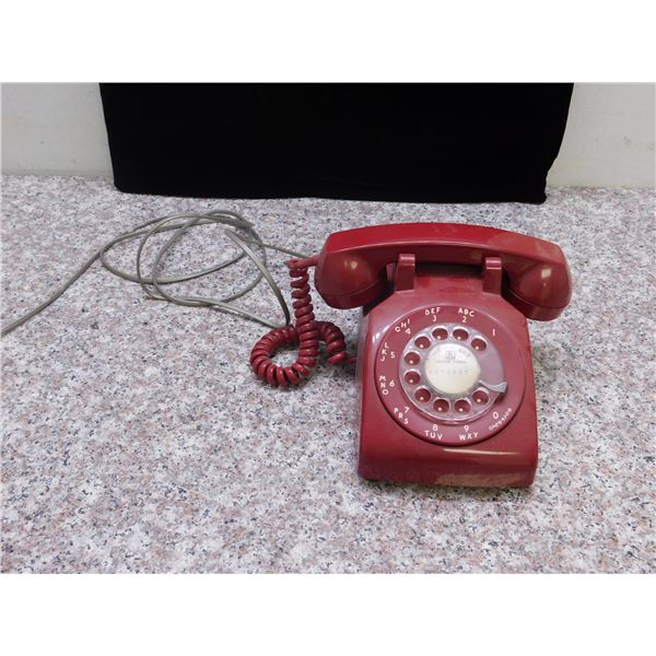 Vintage Red Northern Telecom Rotary Phone
