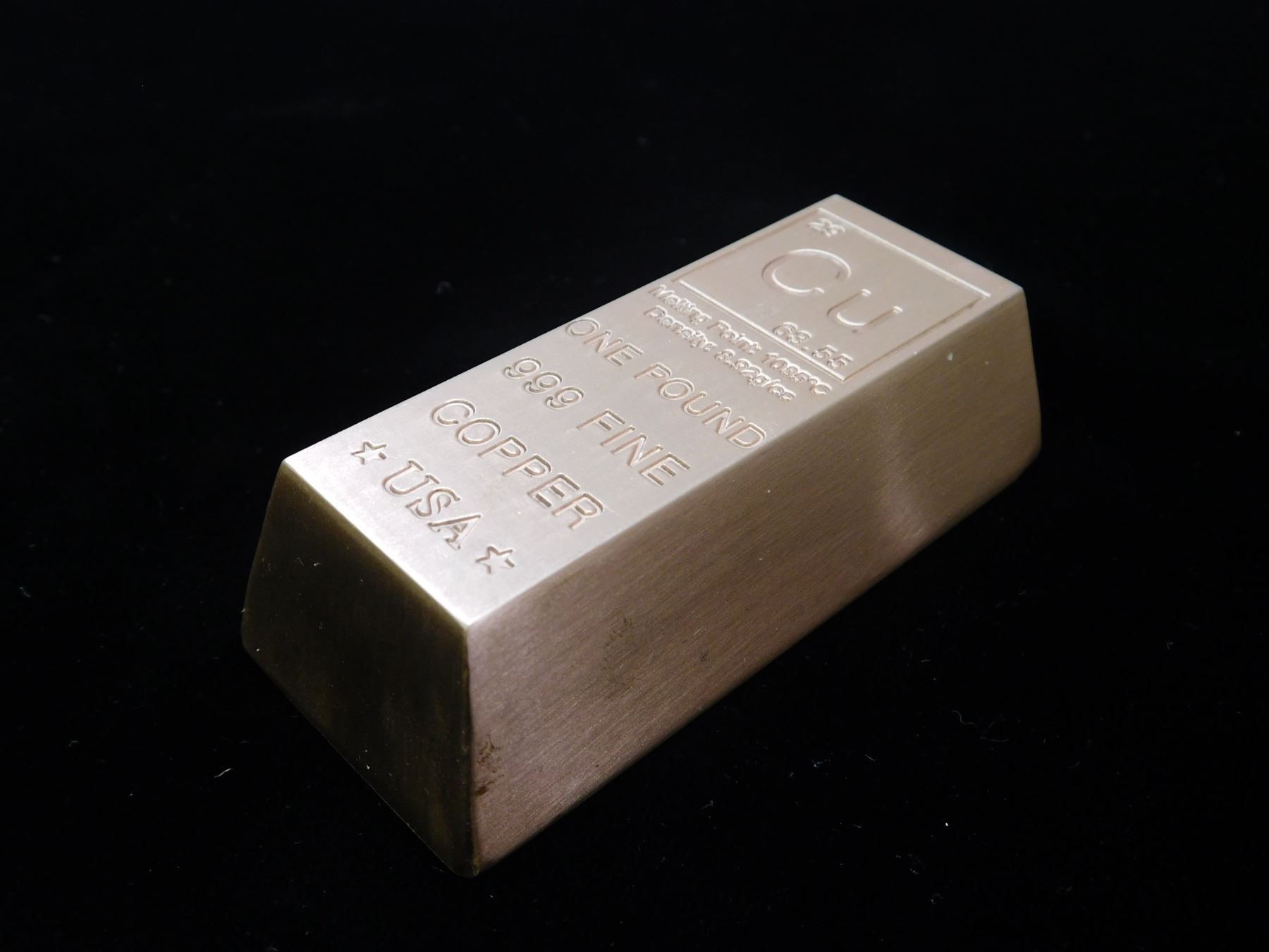 One Pound 999 Fine Copper USA Bar Ingot
