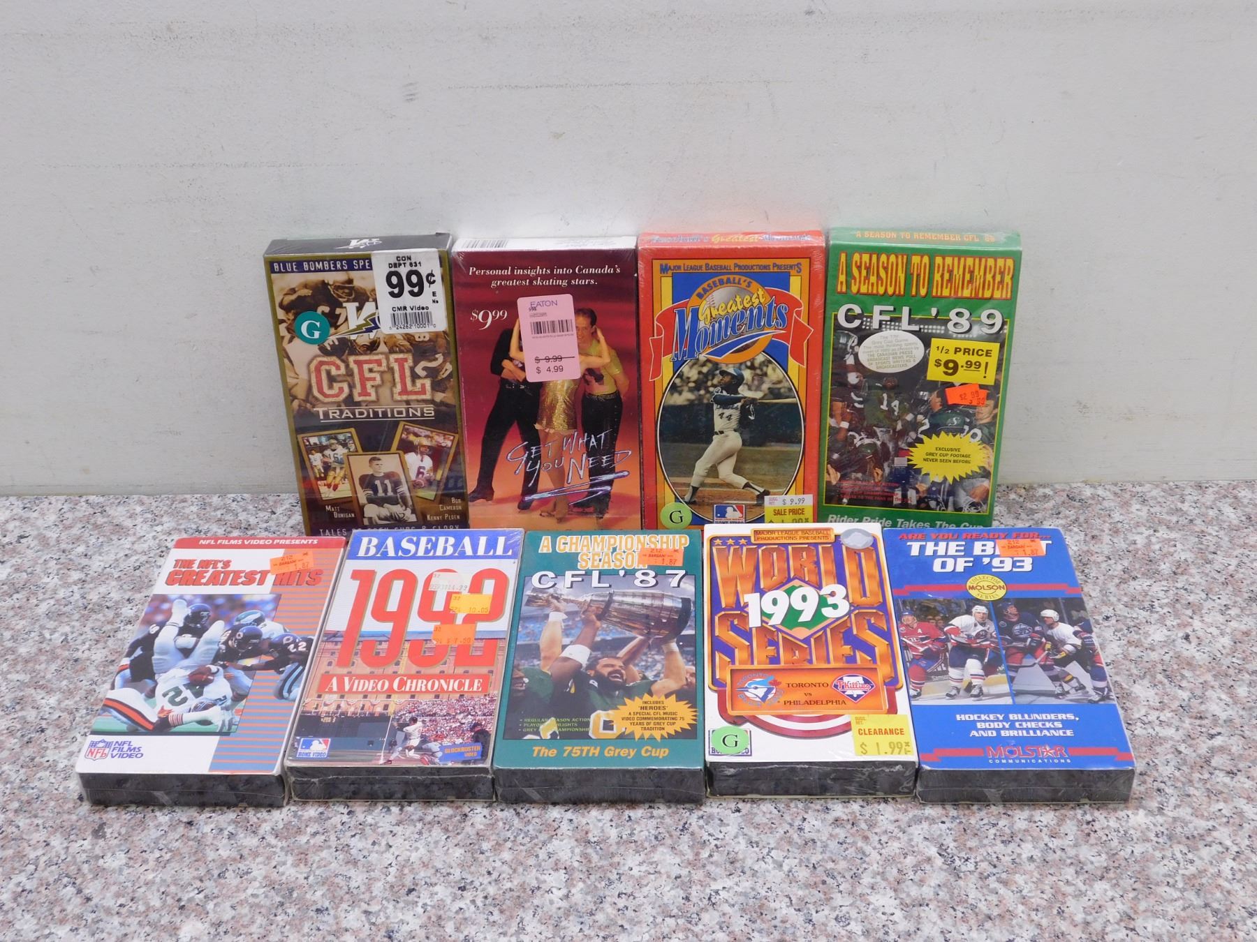 Lot of 9 Sports Related Sealed VHS Tapes Baseball, Hockey Late 80s to 1990s