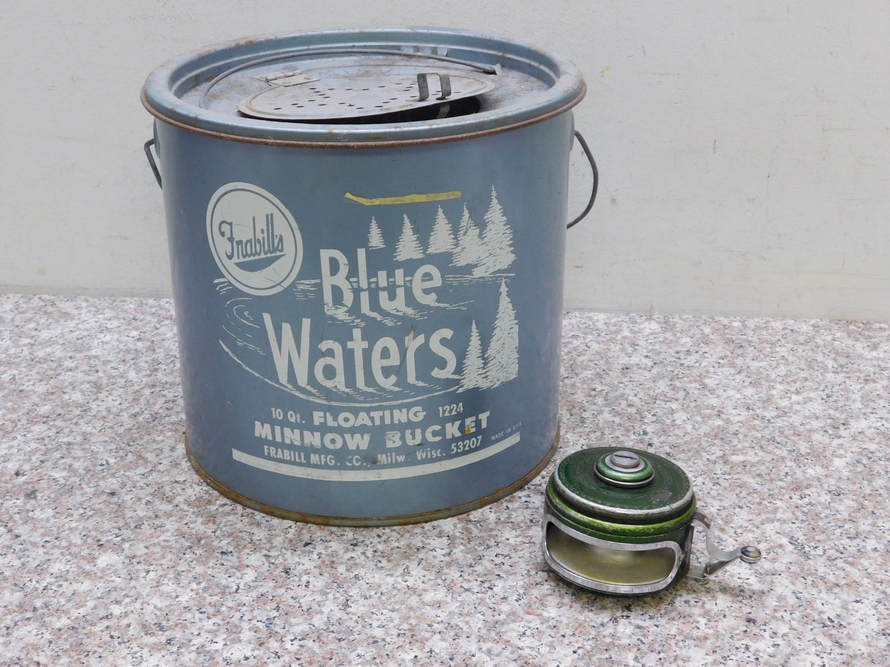 Frabills Vintage Blue Waters Floating Minnow Bucket, Shakespear Silent ...