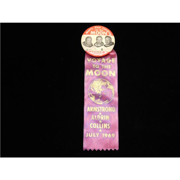 1969 Apollo 11 Moon Landing Badge & Ribbon