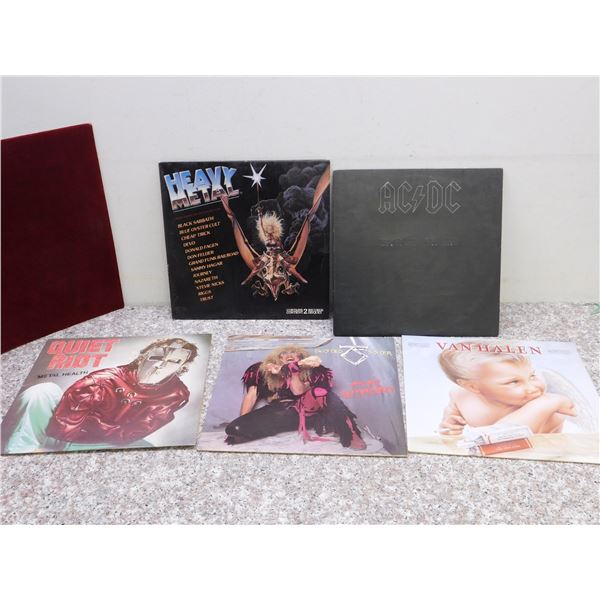 Lot of 5 Hard Rock Heavy Metal Records Quiet Riot Van Halen AC/DC ...